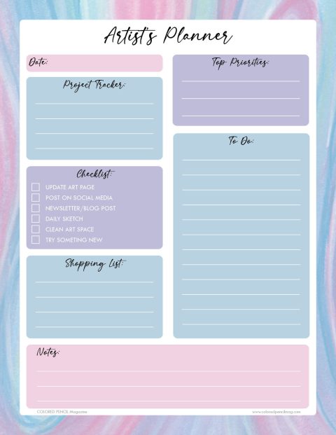 Free Artist’s Planner Pages | COLORED PENCIL Magazine